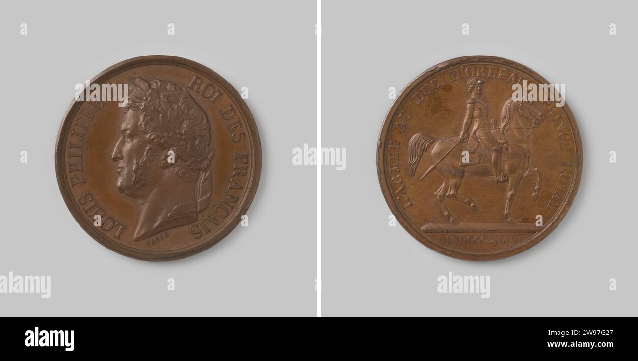 Death of the Duke of Orleans 1842, A. Barre, 1842 history medal Bronze ...
