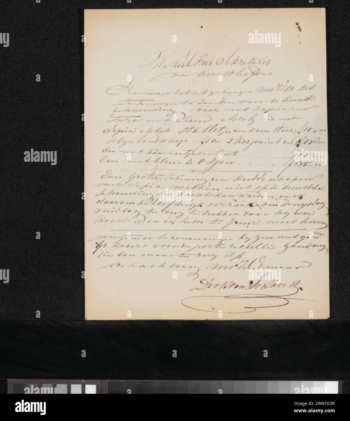 Letter to Pieter Lost from Themaat, Secretary of Society Kunstliefde, Dirk van Lokhorst, 1840 ...