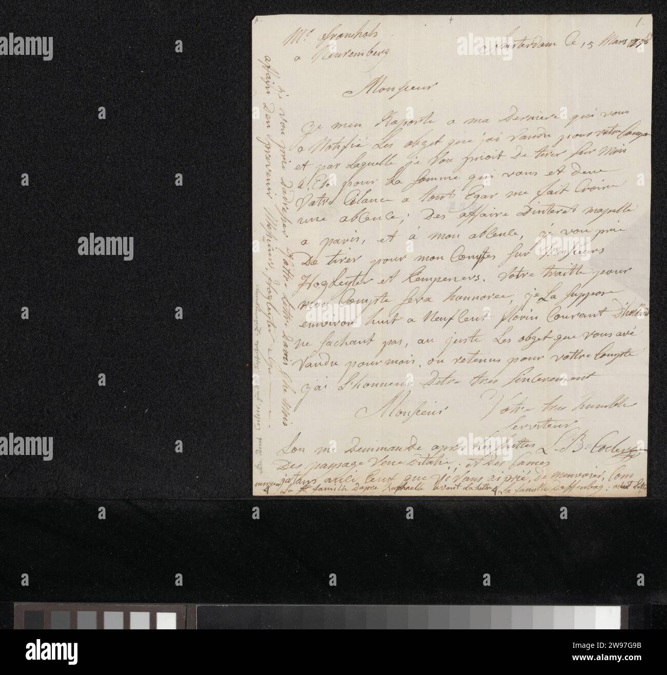 Letter to Anonymous, Bernard Coclers, 1817 letter Letter dated 24 xx ...