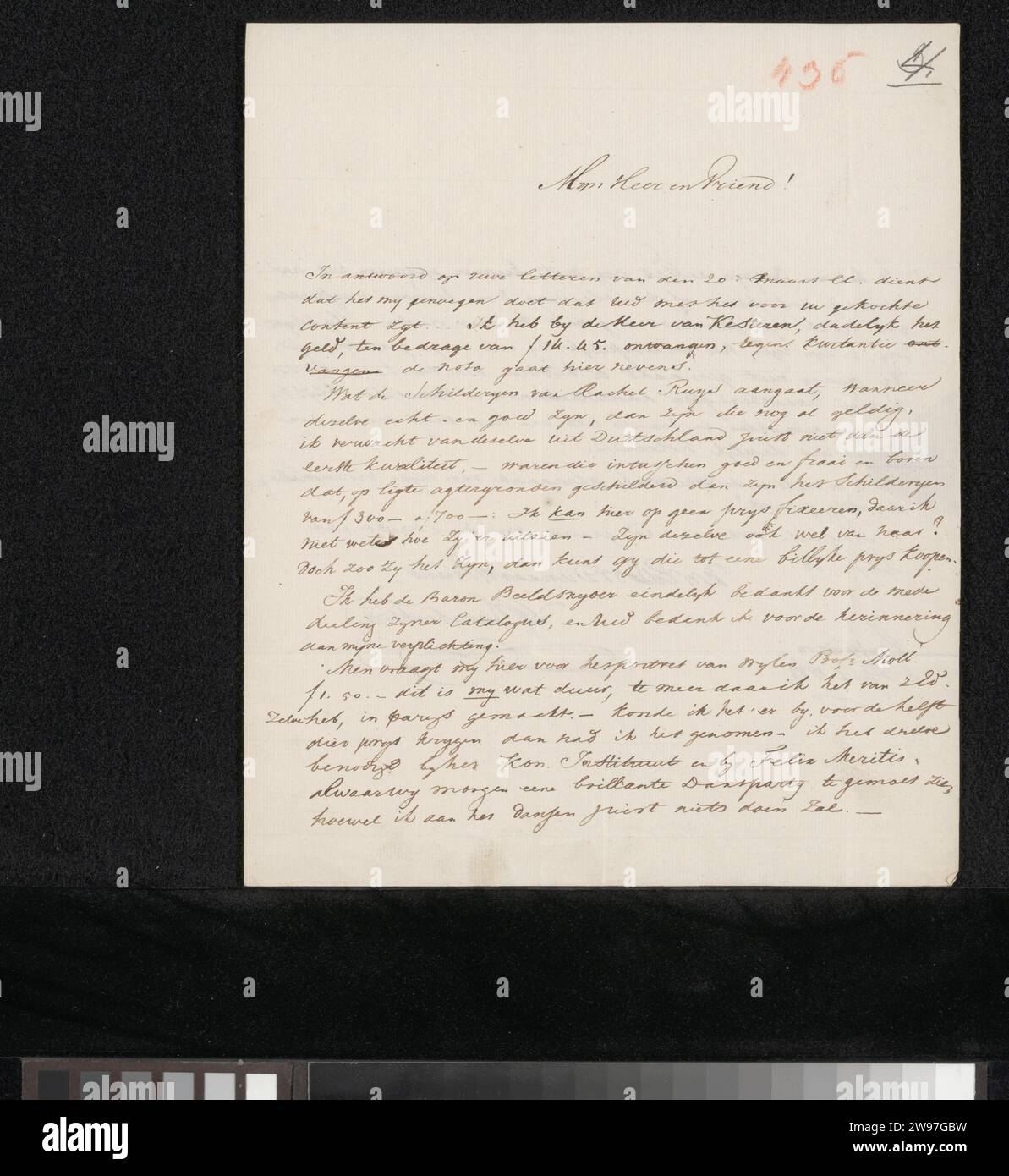 Letter to Christiaan Kramm, Gerrit Lamberts, 1838 letter Amsterdam ...