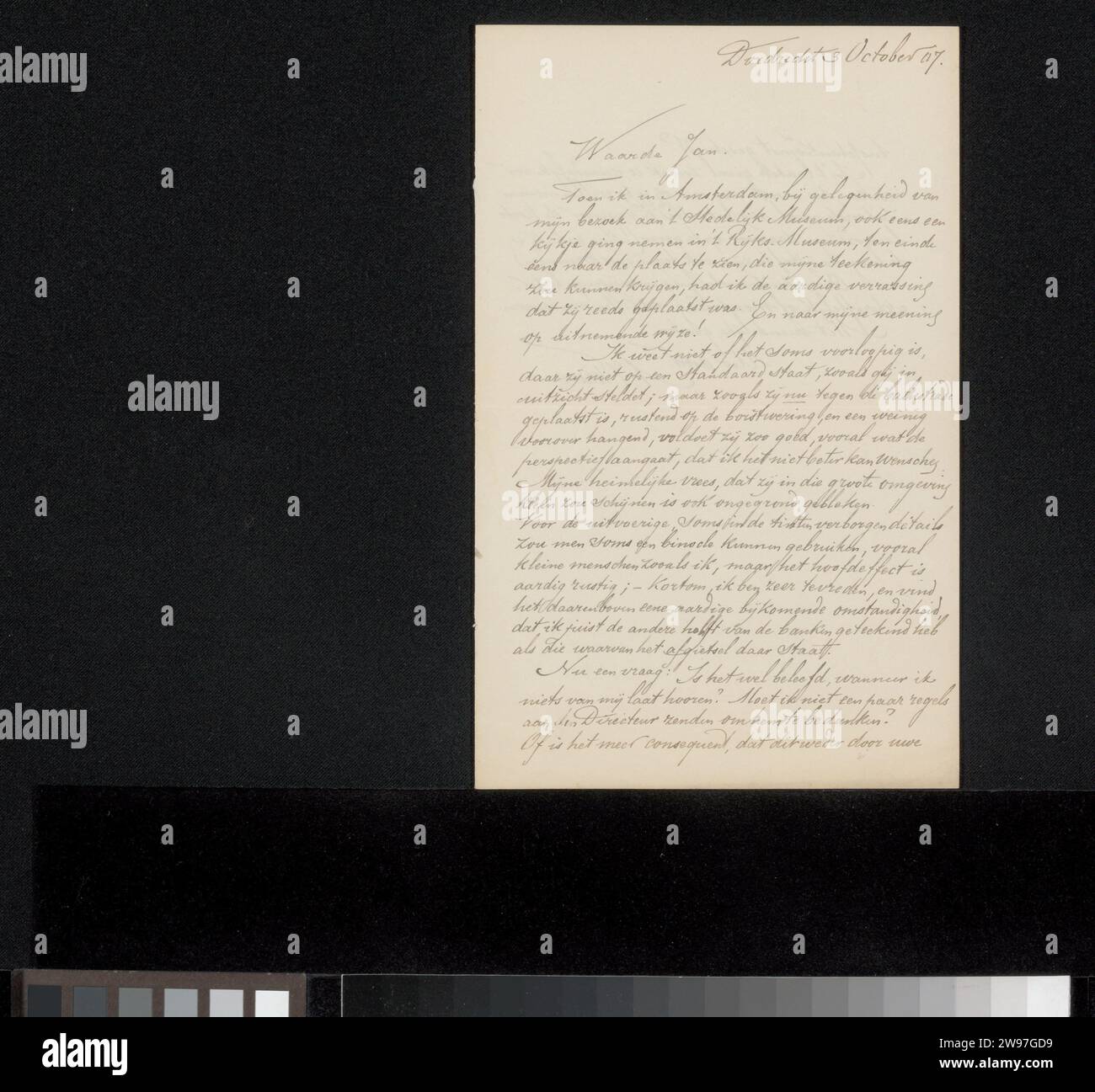 Letter to Jan Veth, Adrianus Jacobus Terwen, 1907 letter Dordrecht ...