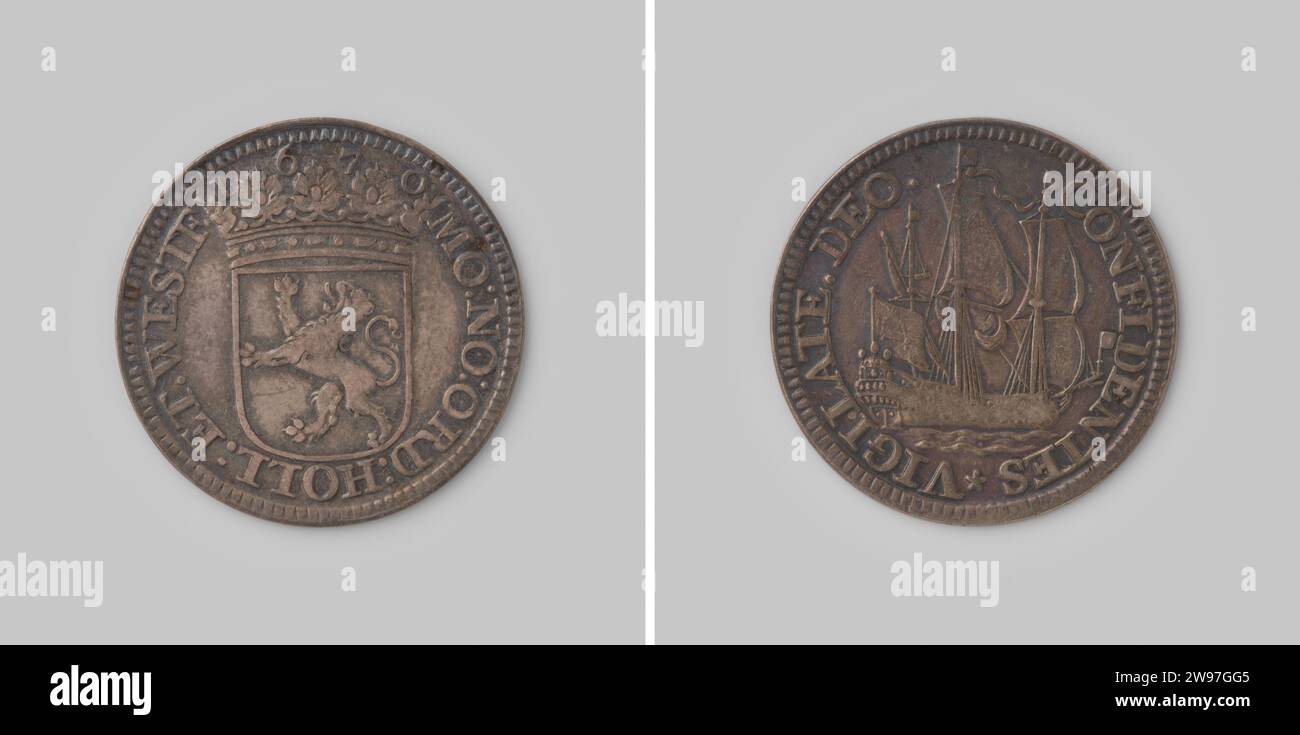 Dutch Scheepjeschelling, 1670, Province of Holland, 1670 coin Silver ...