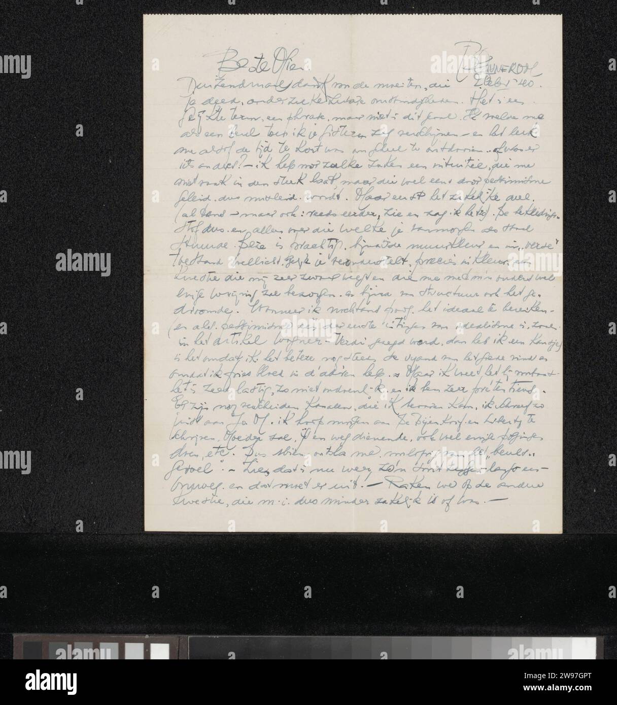 Letter to Mien Cambier van Nooten, Dick Ket, 1940 letter Bennekom ink ...