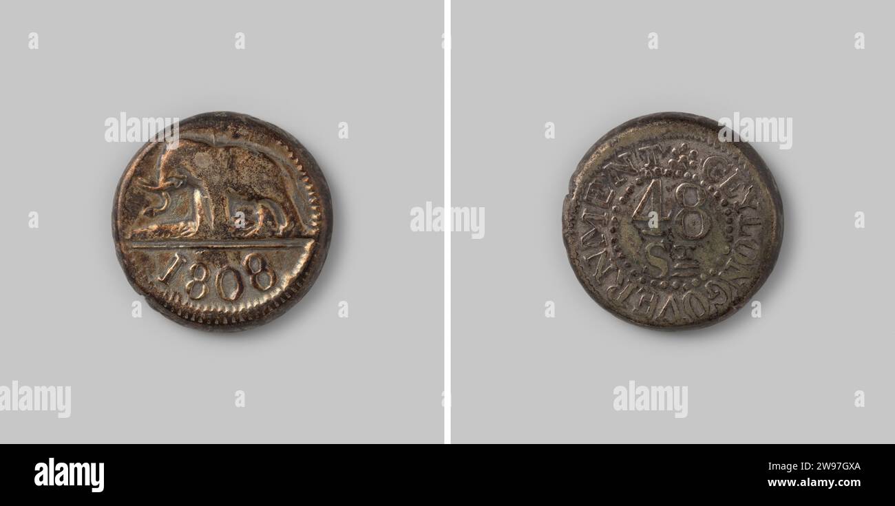 Rixdollar of 48 Stivers van Sri Lanka, Ceylon, 1808 ,, 1808 coin Silver ...