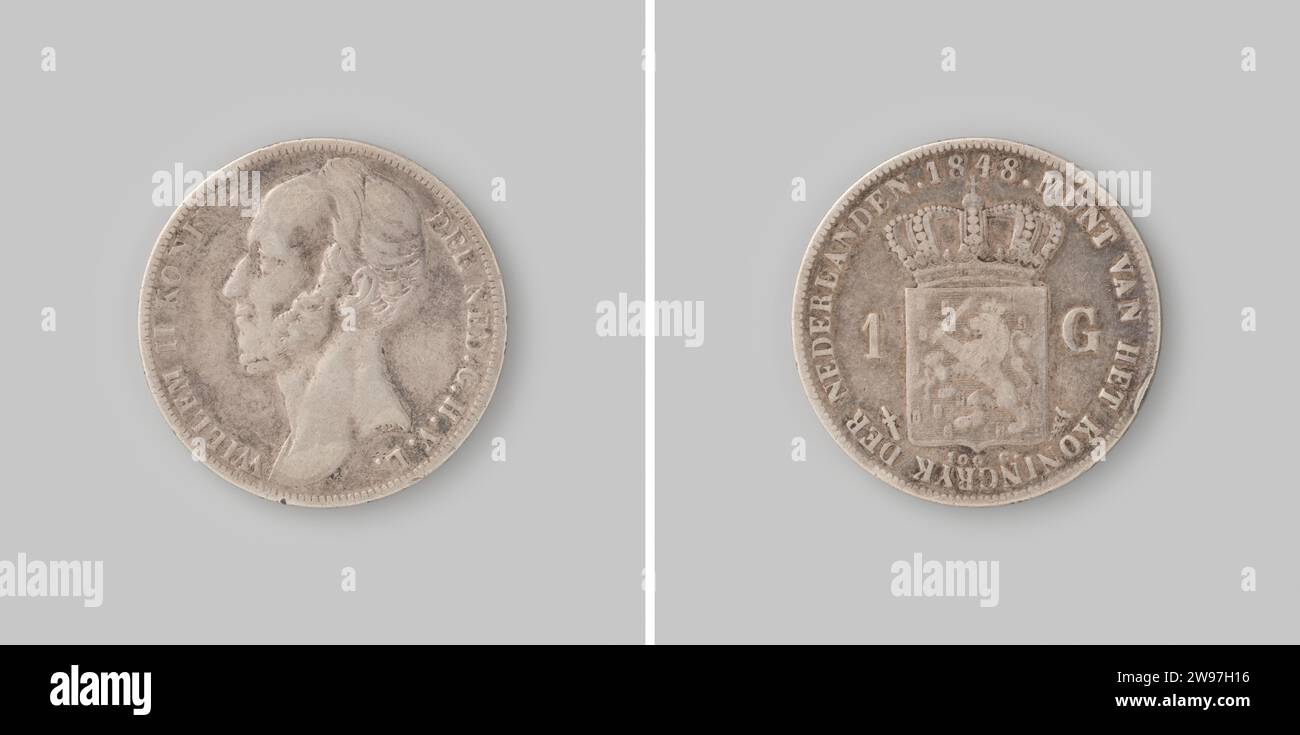 Dutch guilders, 1848, Willem II (King of the Netherlands), 1848 coin ...