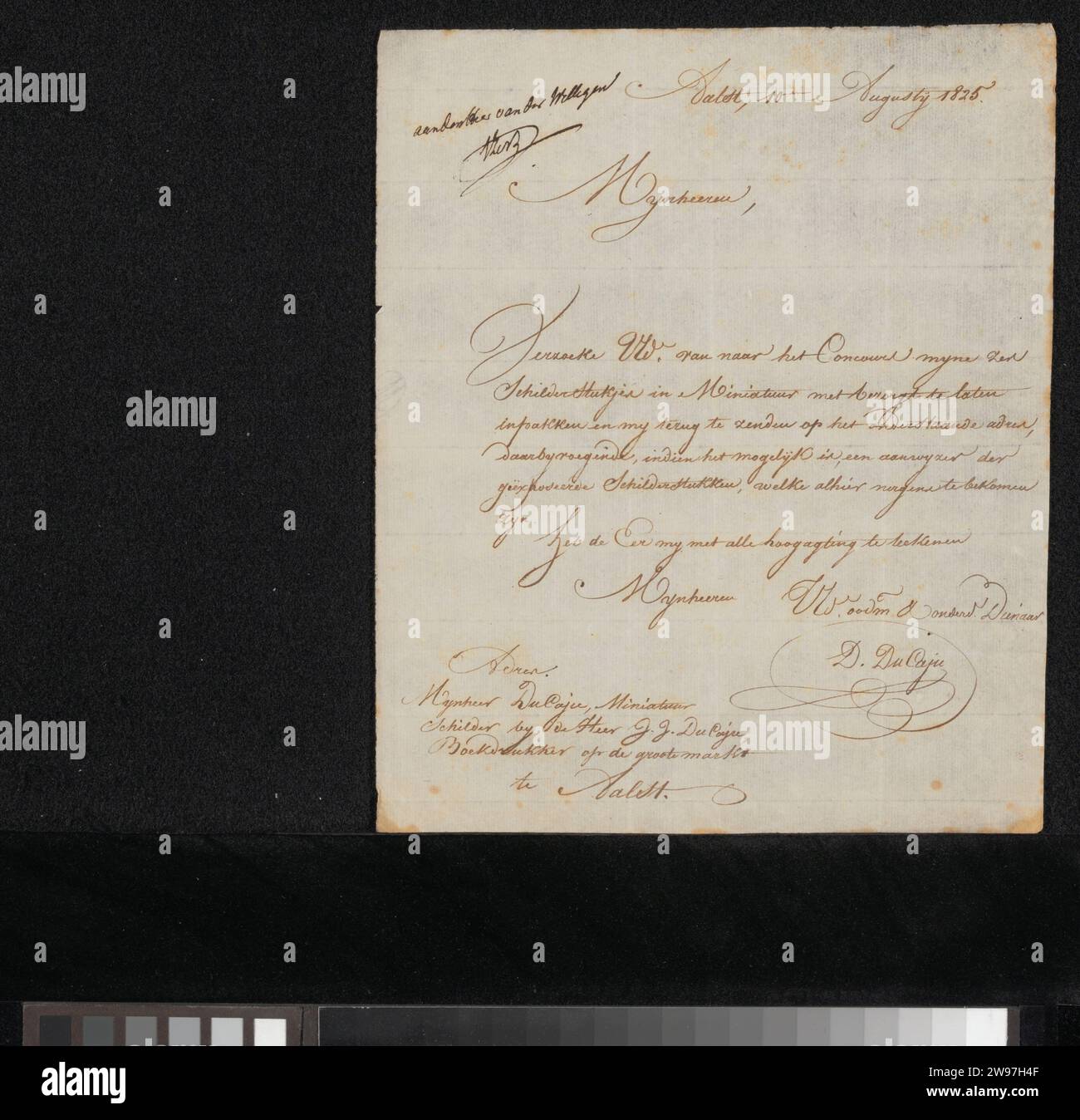 Letter to Anonymous, Dominique Ducaju, 1825 letter Aalst paper. ink ...