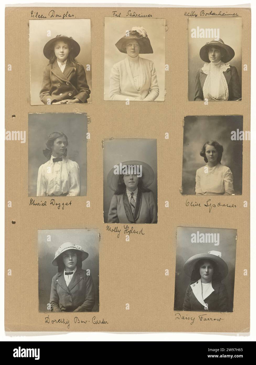 Cardboard skin with the portraits of Eileen Douglas, Fraulein Schreiner ...