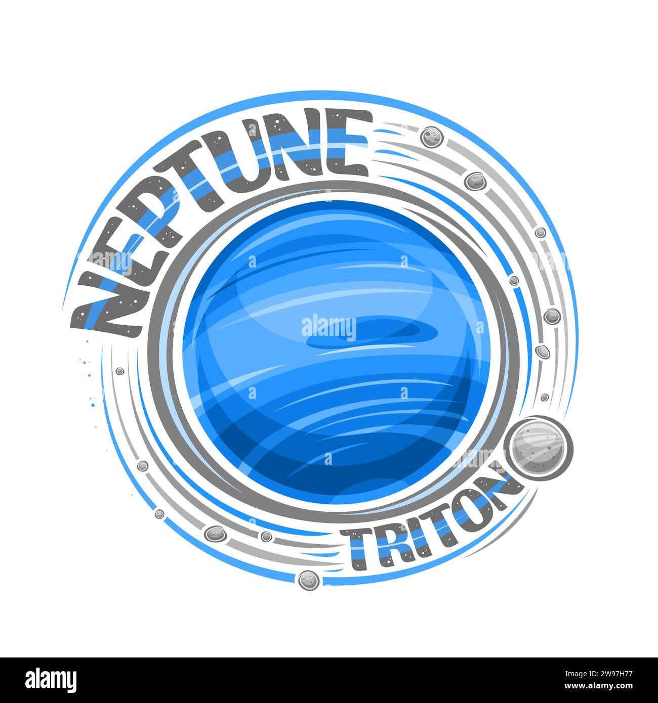 Vector logo for Neptune, decorative cosmic print with rotating planet ...