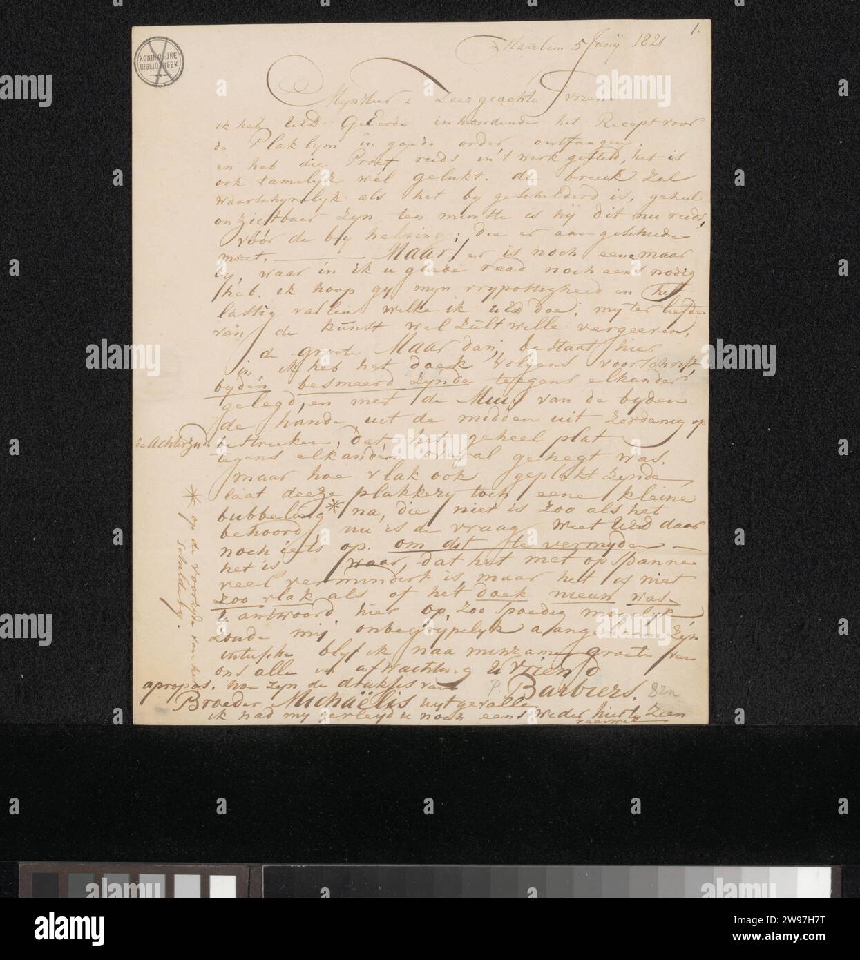 Letter to Ernst Willem Jan Bagelaar, Pieter Bartholomeusz. Barbiers ...