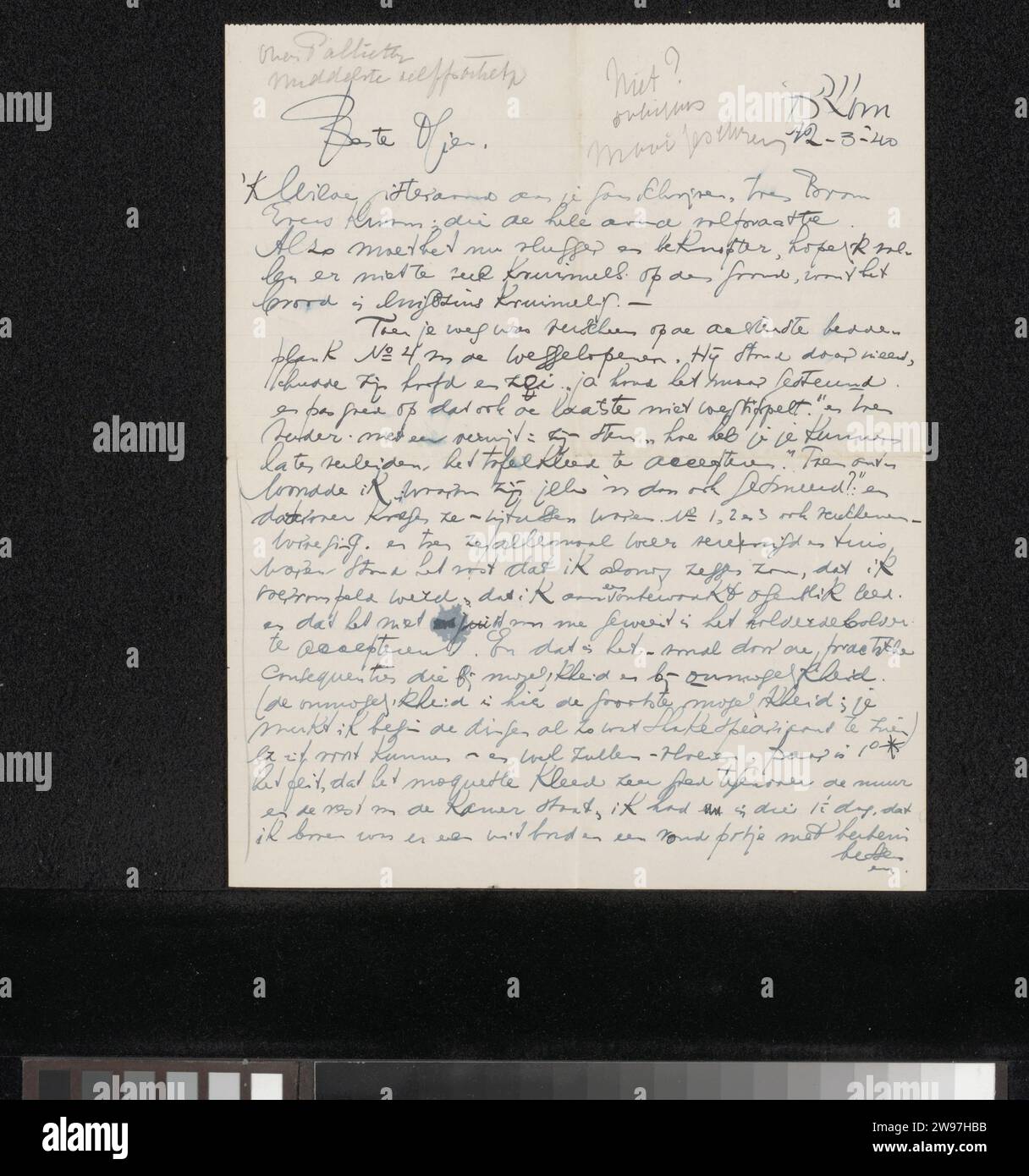 Letter to Mien Cambier van Nooten, Dick Ket, 1940 letter Bennekom ink ...