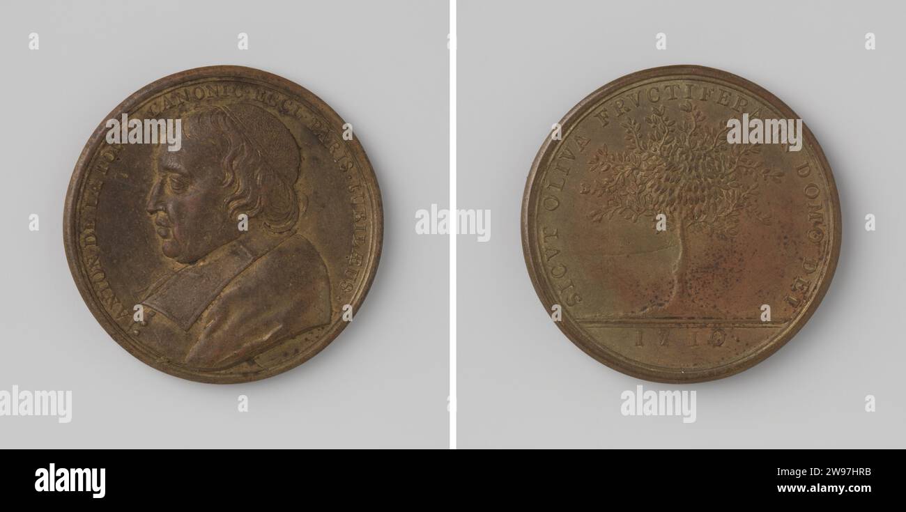 Anton de la Porte, Kannunik in Paris, Anonymous, 1710 Copper medal ...