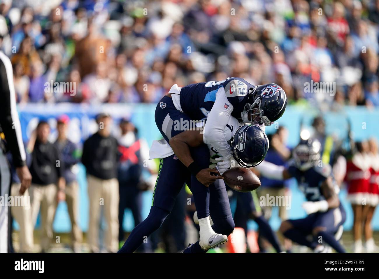 Tennessee Titans linebacker Arden Key (49) sacks Seattle Seahawks ...