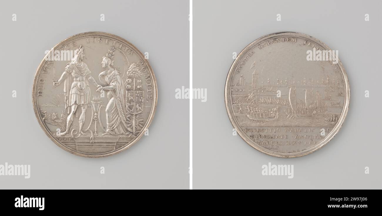 Landing of Willem III at Torbay, Reynier Arondeaux, 1688 history medal ...