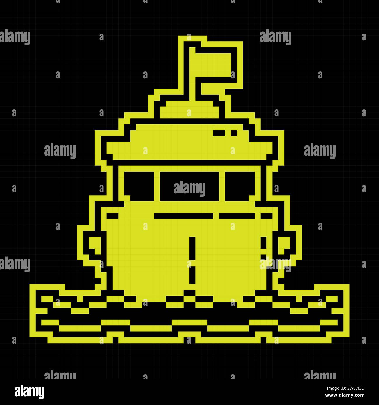 Pixel silhouette icon. Cruise ship for ocean voyages around the world ...