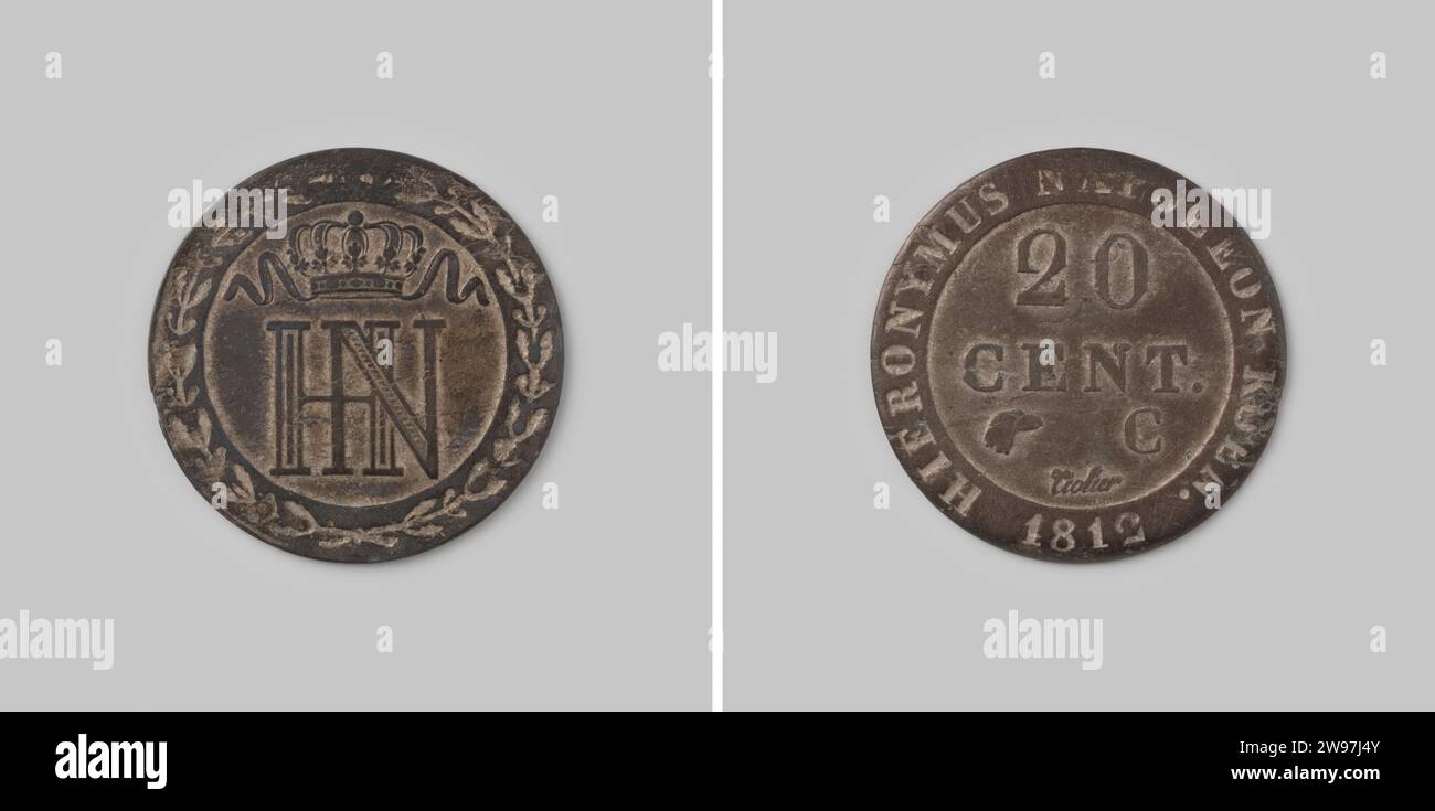 20 centimes from the Kingdom of Westphalia of Jérome Napoléon, 1812 ...