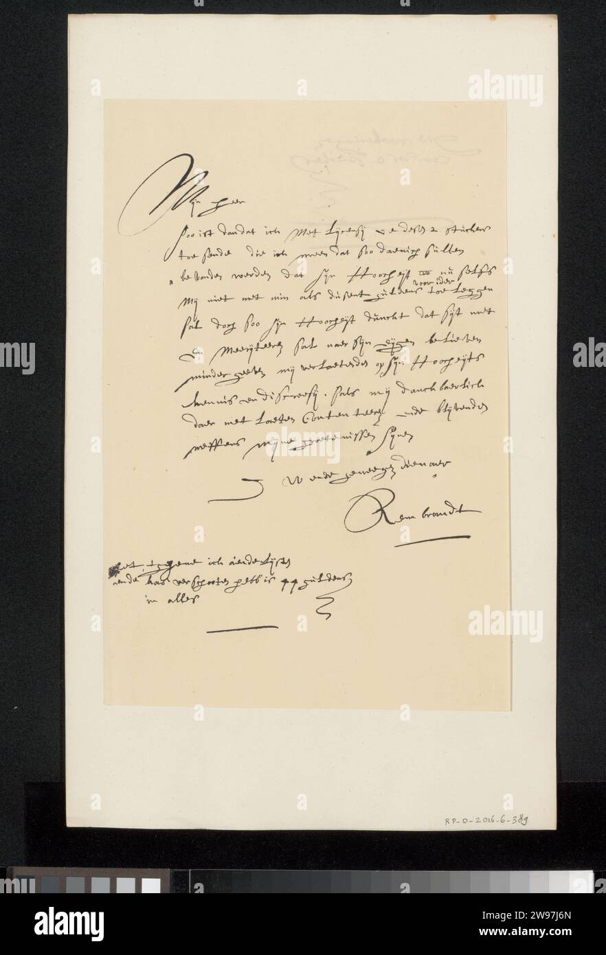Facsimile of a letter from Rembrandt Harmensz. van Rijn, Anonymous, c ...