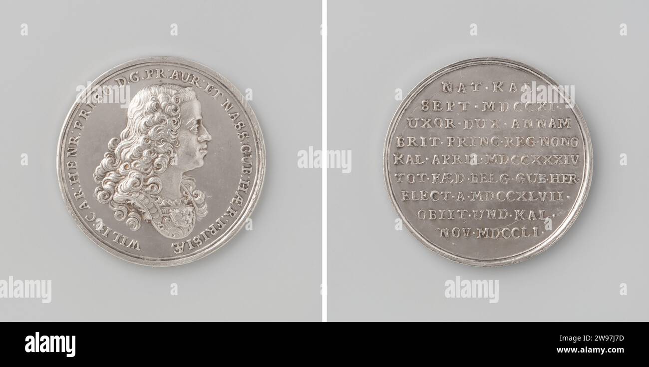 Death of Willem IV, Andele Andeles, 1751 history medal Silver medal ...