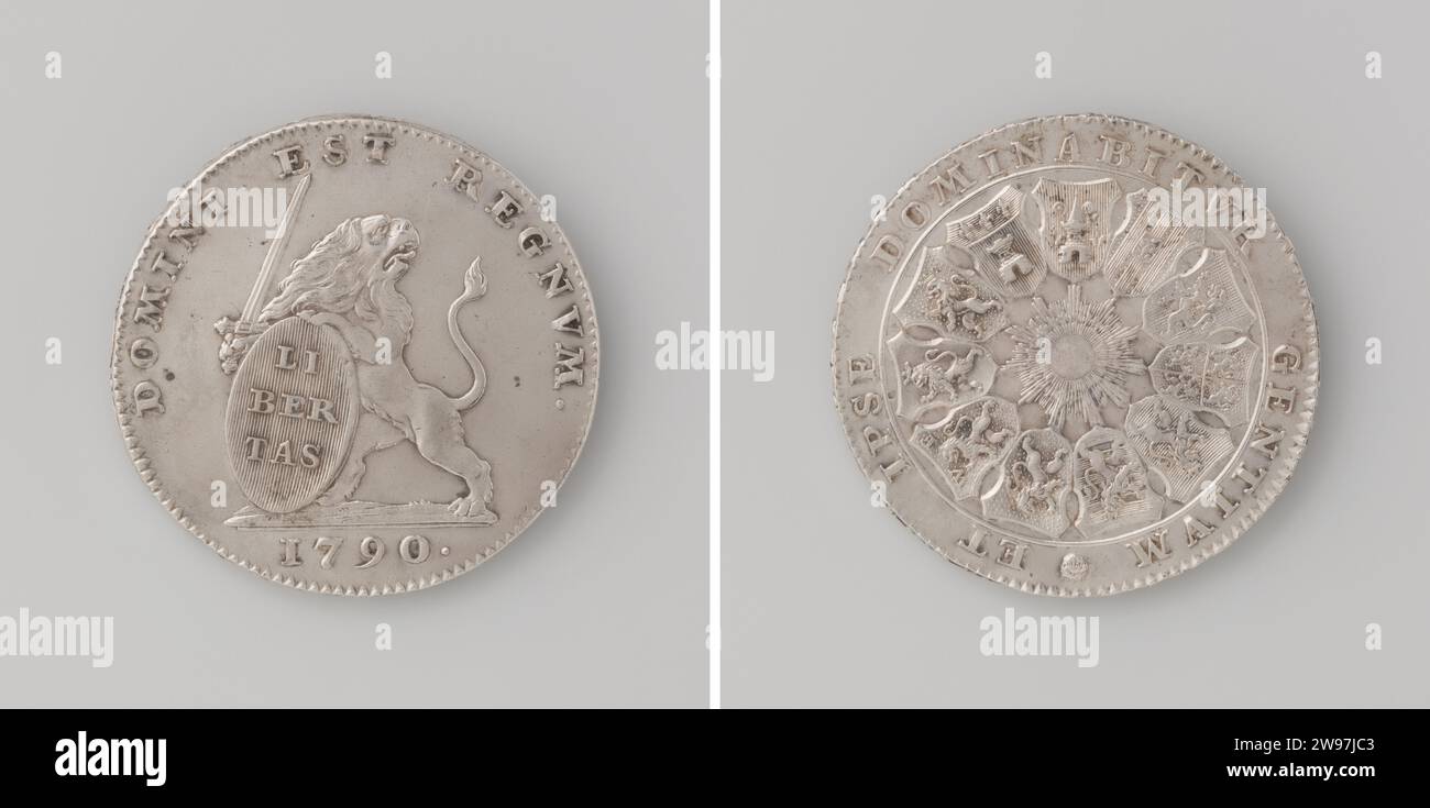 United Belgian States, 1790 coin Front: Lion with drawn sword and ...