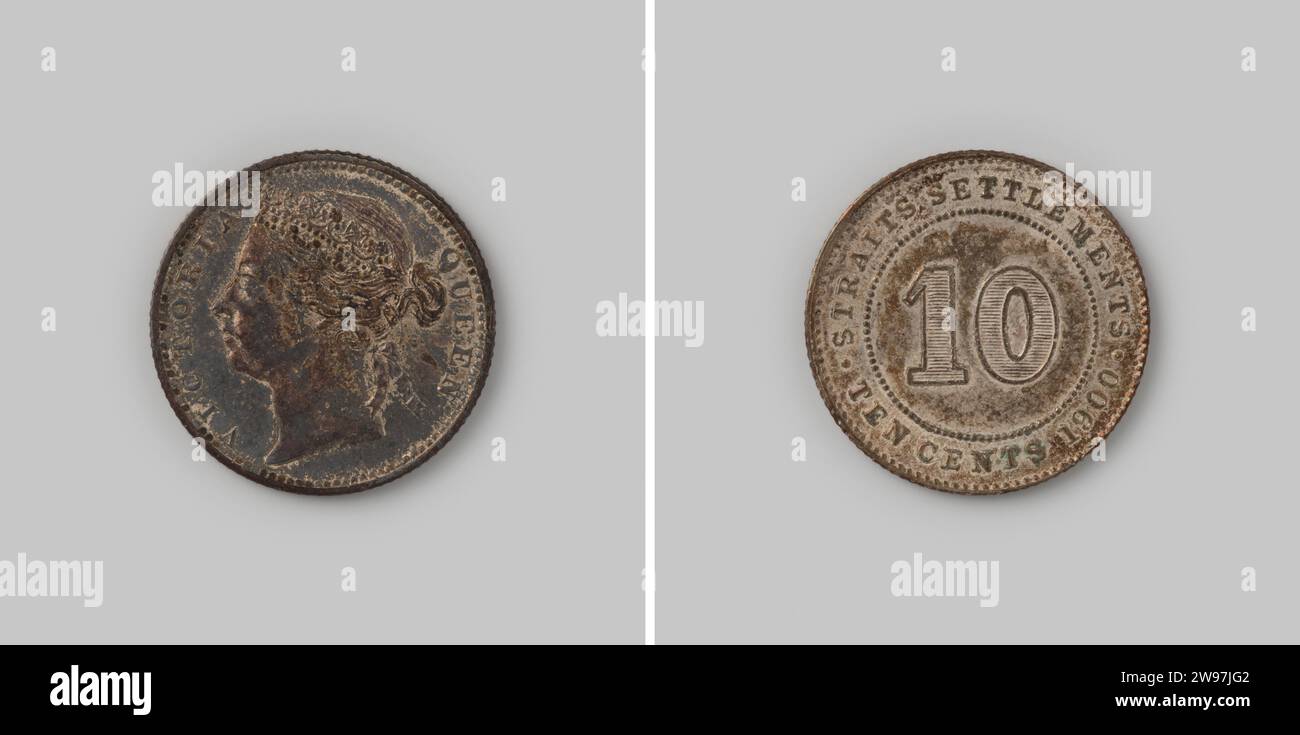 10 cents from the Straits Settlements of Queen Victoria, 1900 ,, 1900 coin Silver coin. Front ...