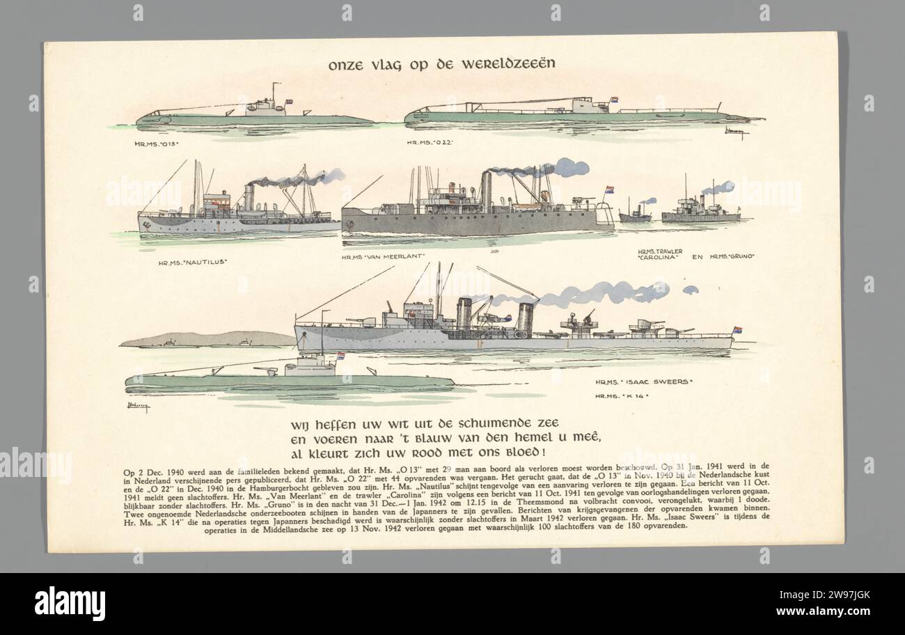 Dutch warships that perished in 1940-1942, c. 1945 - c. 1960 print Leaf ...