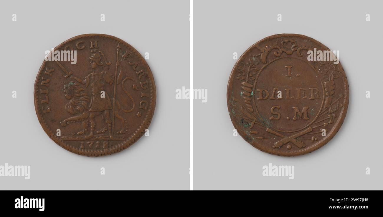 Daler Silvermynt, emergency coin from Sweden by Karel XII, 1718 ,, 1718 ...