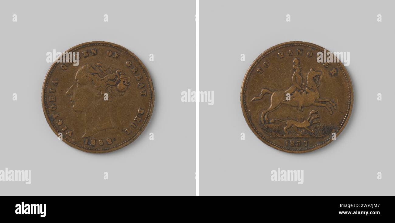 To Hannover" token 1837/1862, , 1837 history medal Brass medal, on the ...