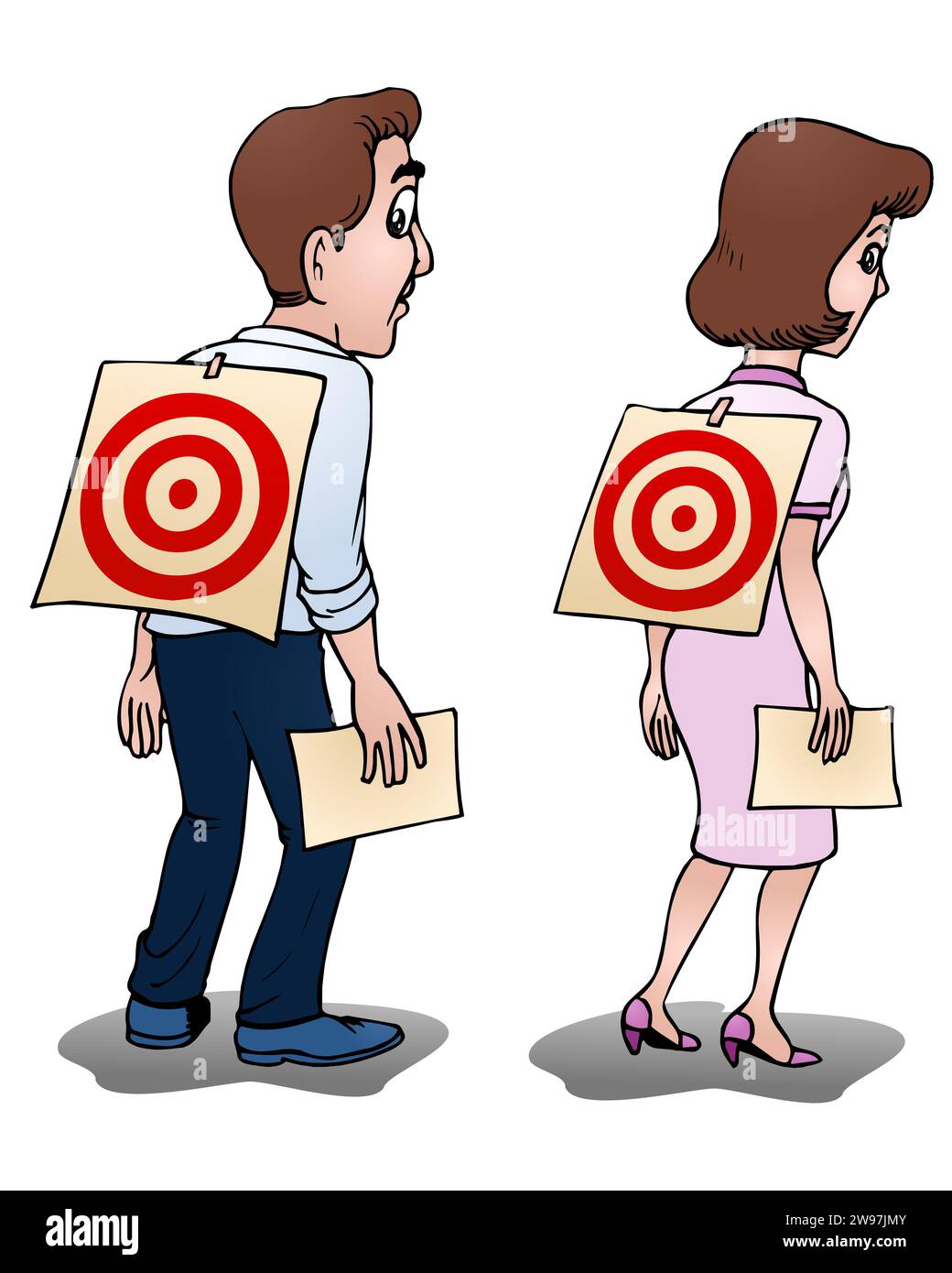 illustration of a target man and target woman on isolated white ...