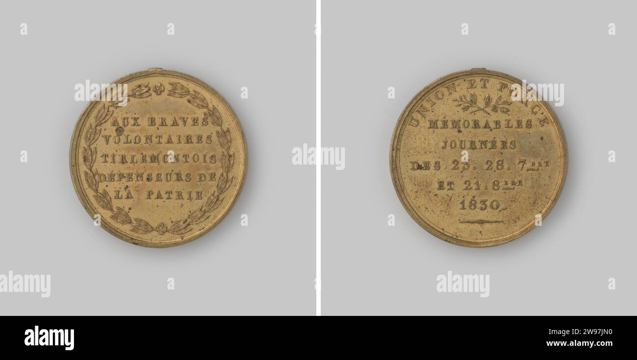 The volunteers of Tiremont 1830 ,, 1830 history medal Brass medal, on ...