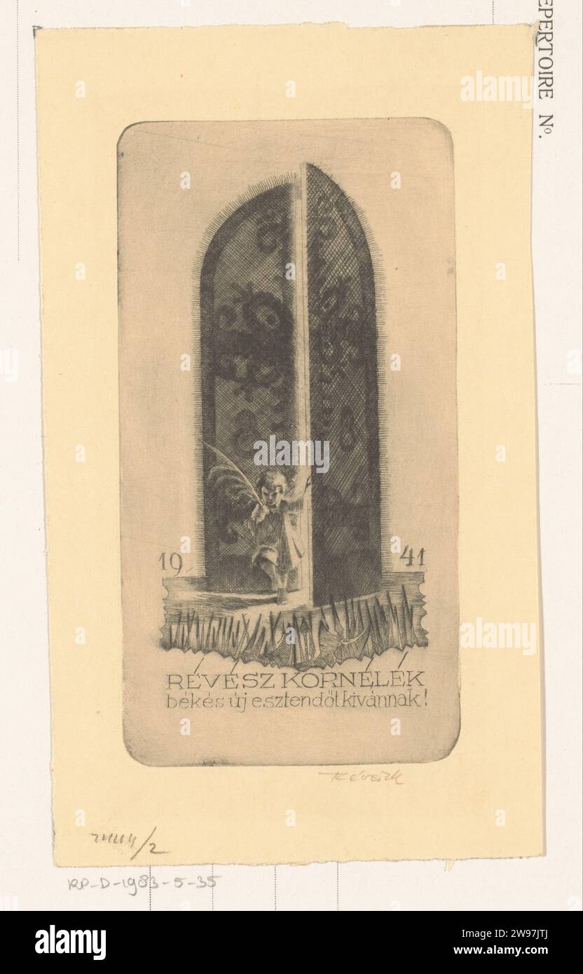 Nieuwjaarswens Van Kornél Révész, Kornél Révész, 1940 Ex Libris is part ...