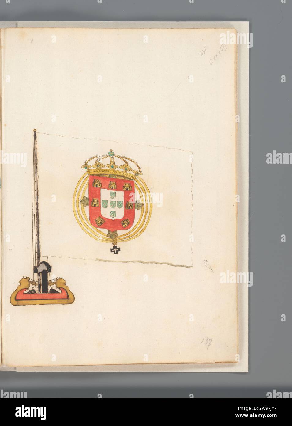 Portugal flag, Anonymous, 1667 - 1670 drawing Flag of Portugal. White ...