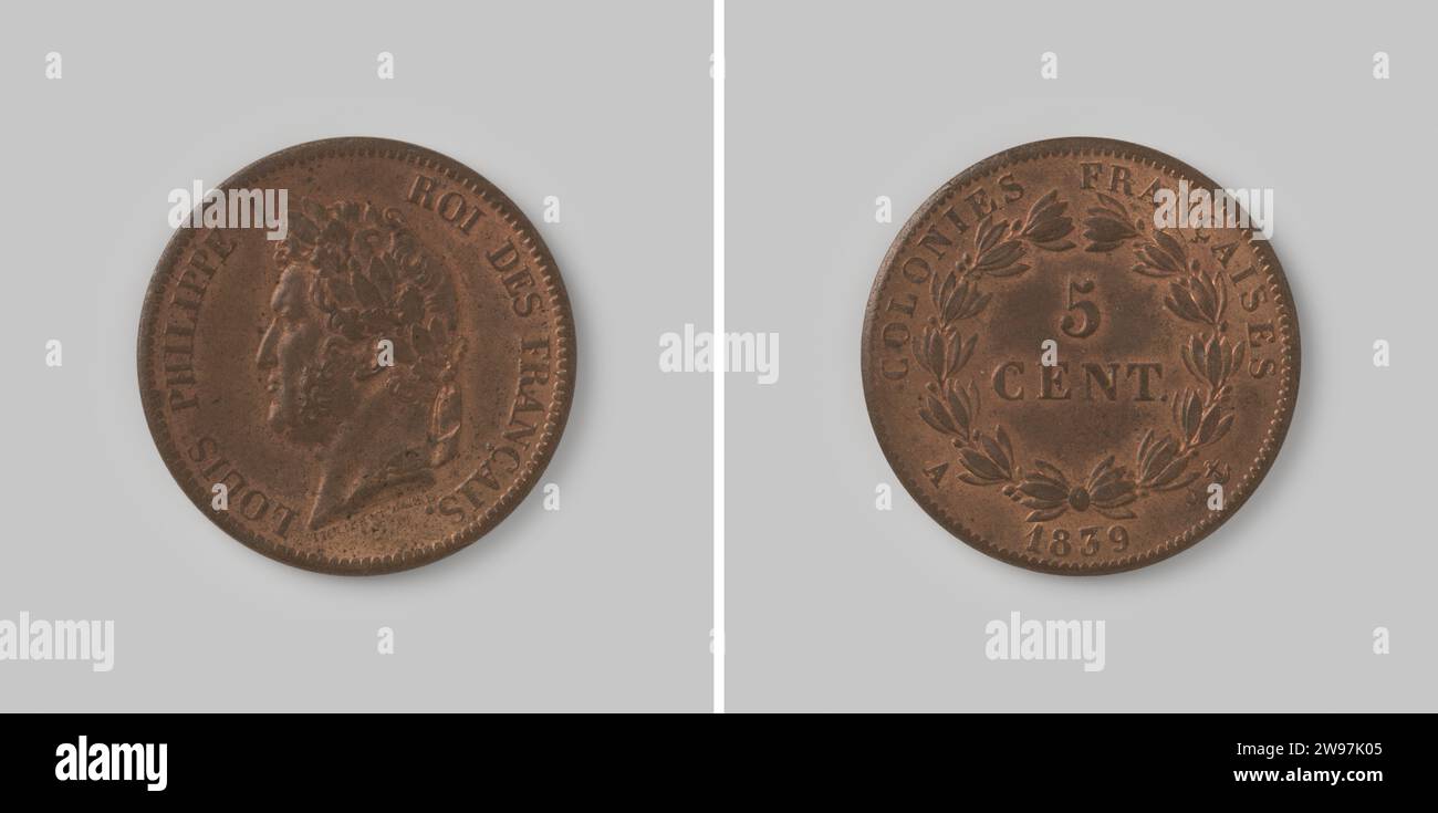 5 centimes of the French colonies during Louis Philippe I, 1839 ,, 1839 ...