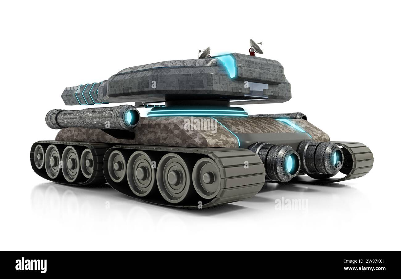 Sci-Fi tank isolated on white background. 3D illustration Stock Photo ...