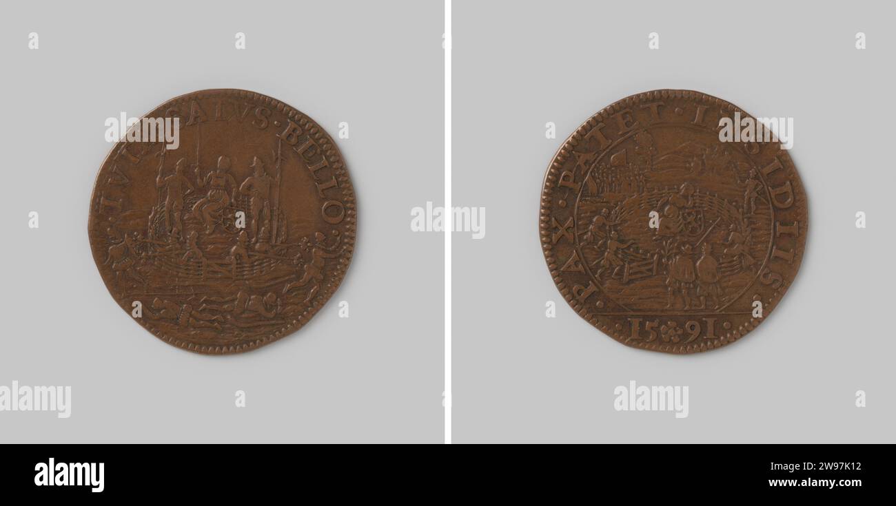 Calculation medal from Dordrecht on offering peace by Spain 1591 ...