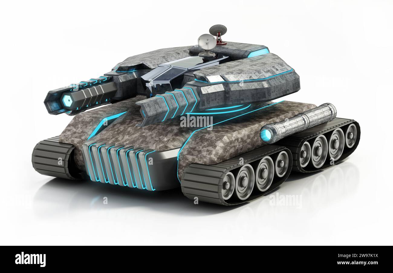 Sci-Fi tank isolated on white background. 3D illustration Stock Photo ...