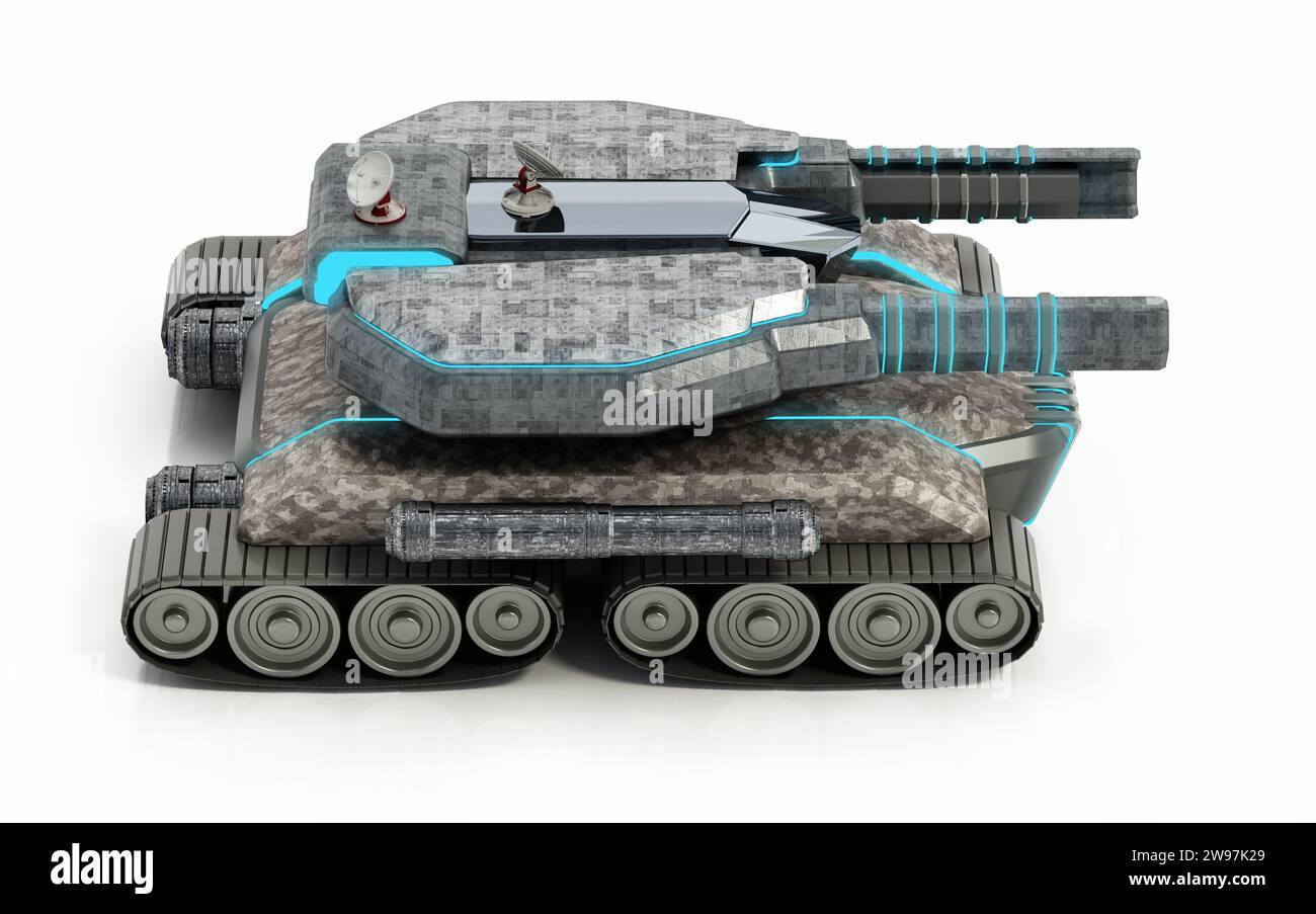Sci-Fi tank isolated on white background. 3D illustration Stock Photo ...
