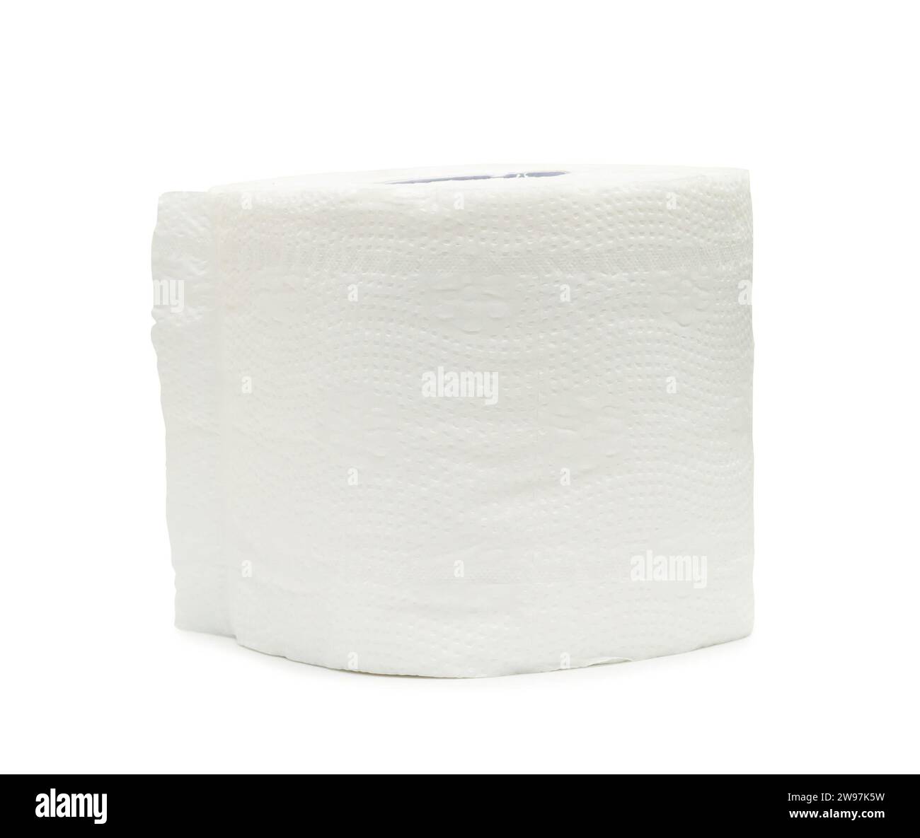 Single roll of white tissue paper or napkin is isolated on white ...