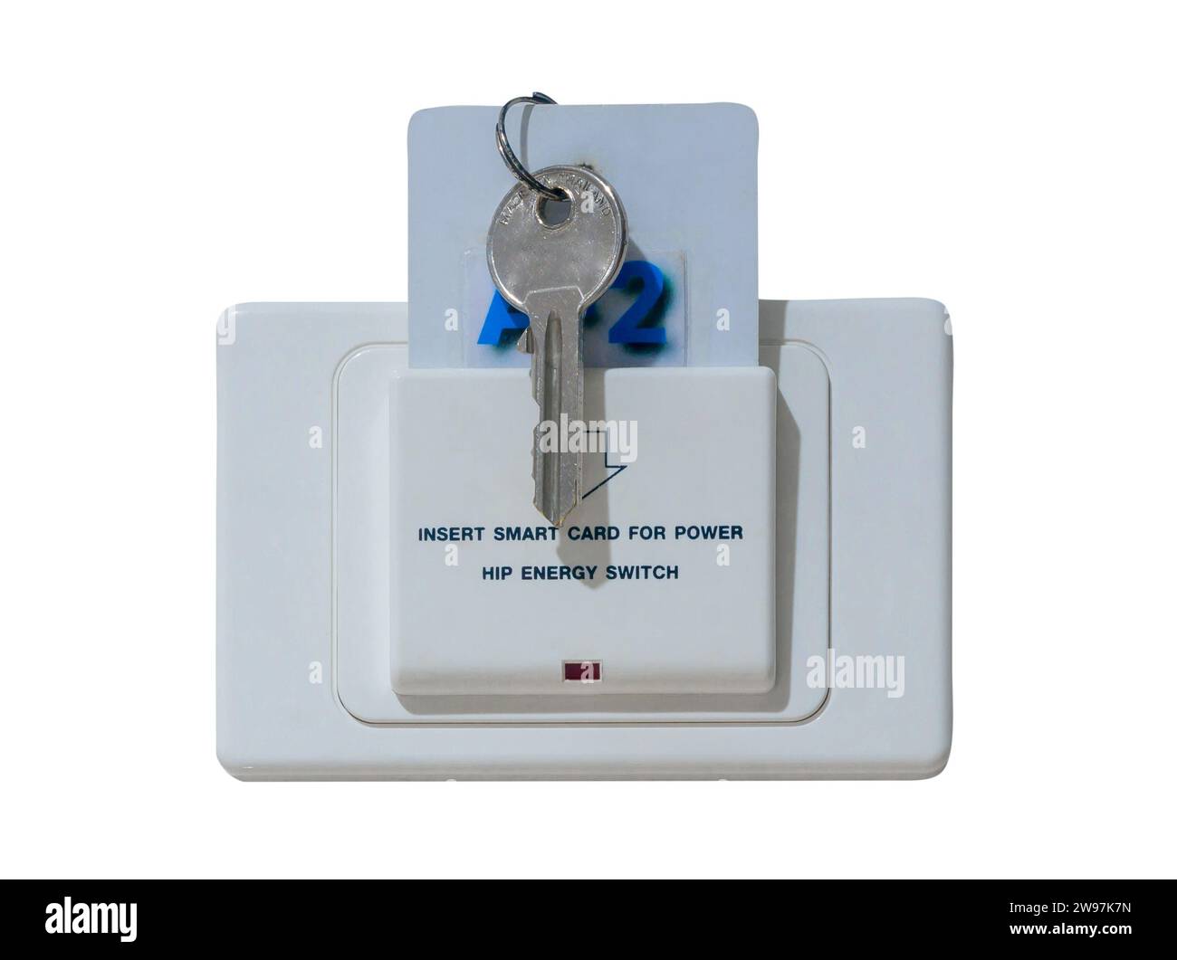 Smart card with key inserted into white socket with text reading Insert ...