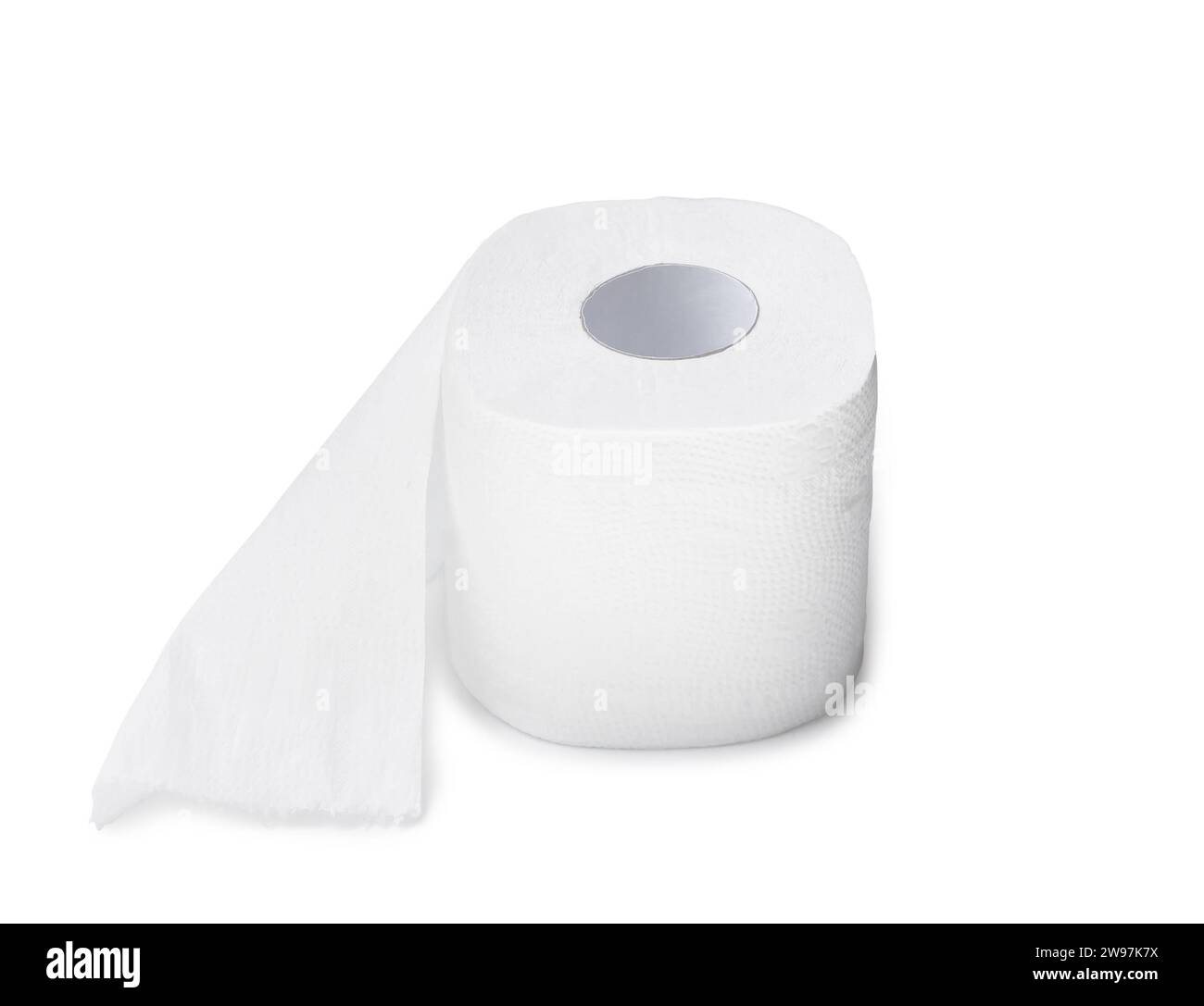 Single roll of white tissue paper or napkin is isolated on white ...