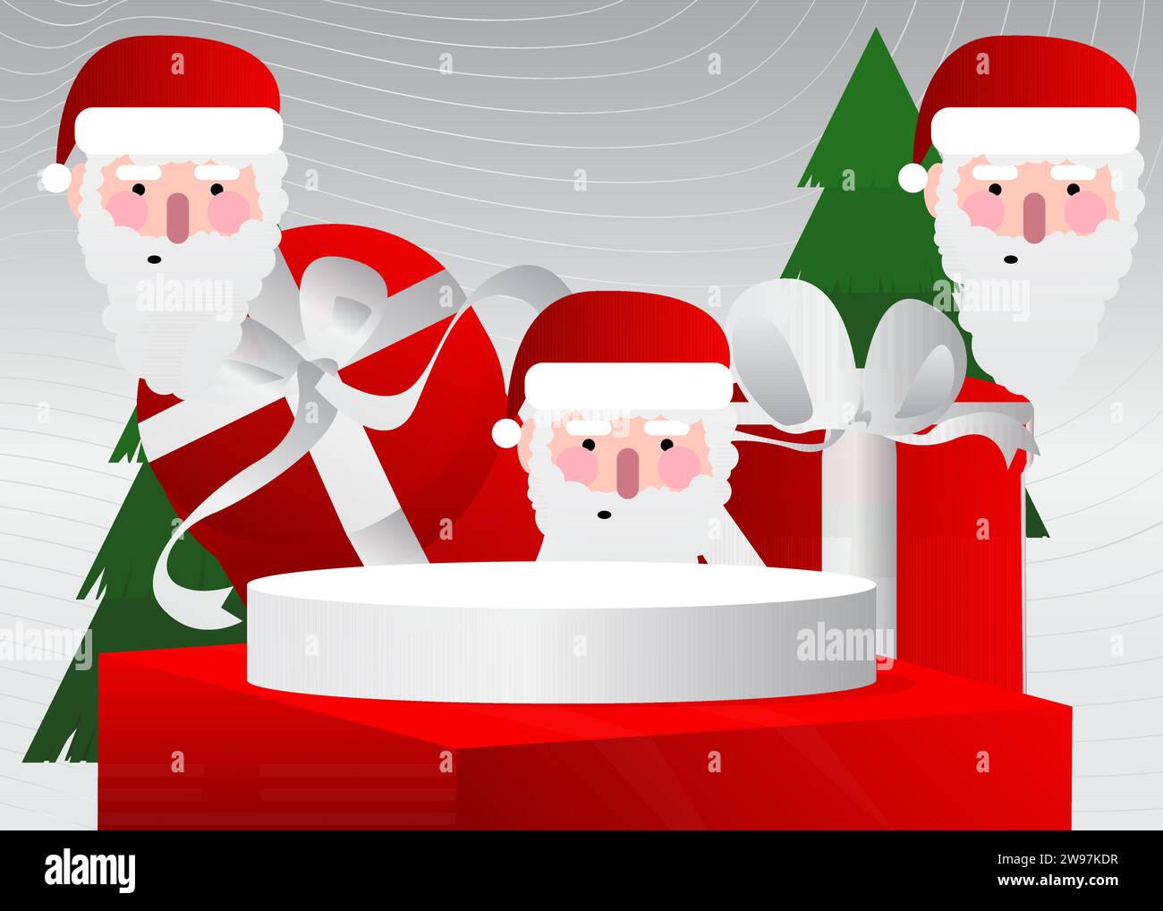 Christmas mockup product display with Santa Claus, pine tree and gift ...