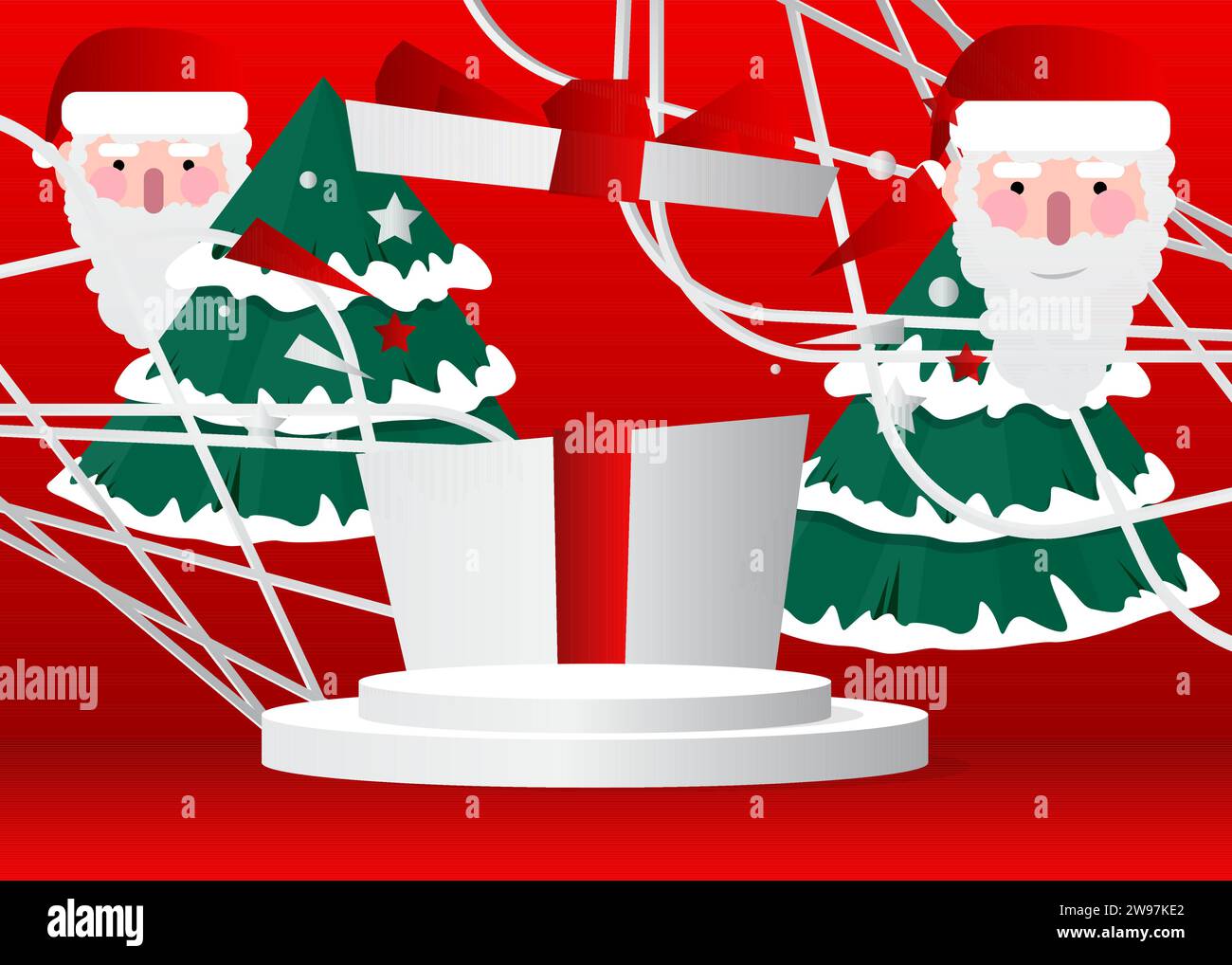 Christmas mockup product display with Santa Claus, pine tree and gift ...
