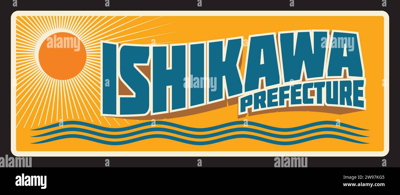 Ishikawa tin sign, Japan prefecture metal travel plate. Japanese retro ...