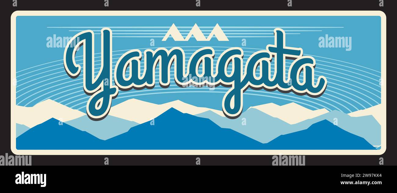 Yamagata tin vector plate, Japan prefecture sign. Japanese region ...