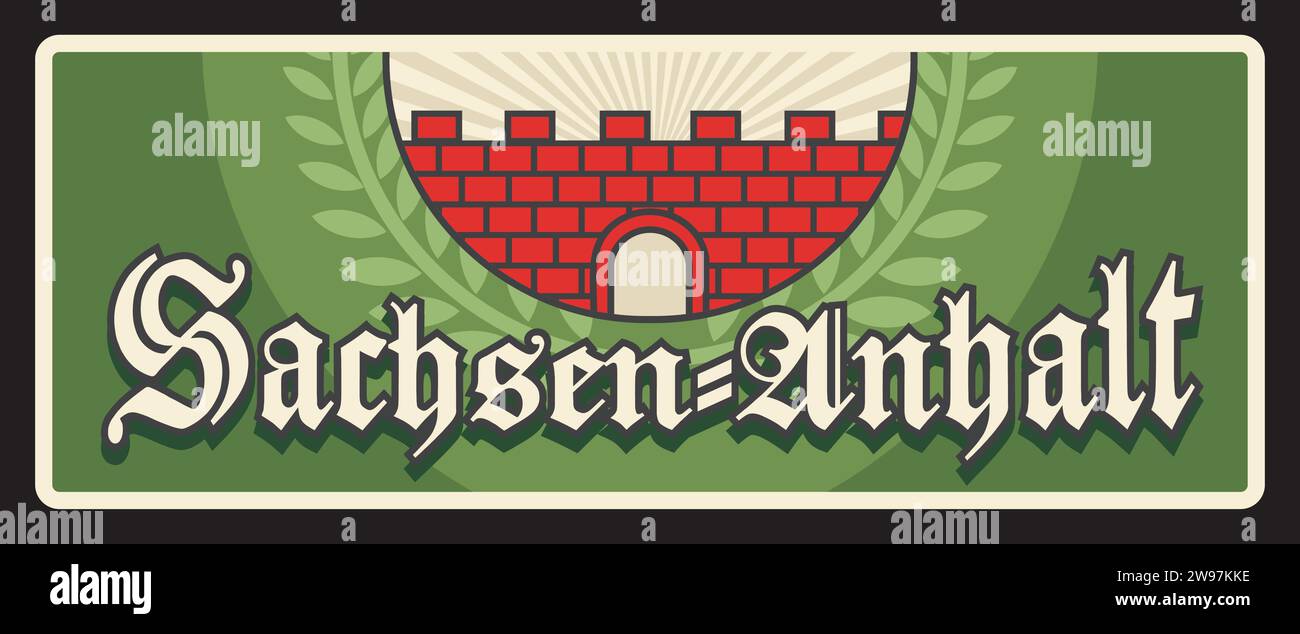 Germany Sachsen Anhalt city metal plate, vector travel destination ...
