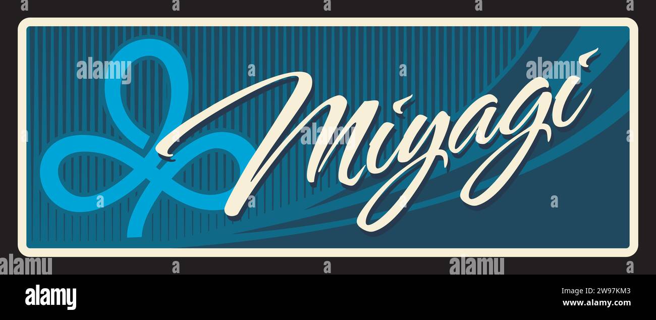 Miyagi Japan prefecture tin vector plate. Japanese region old plate ...