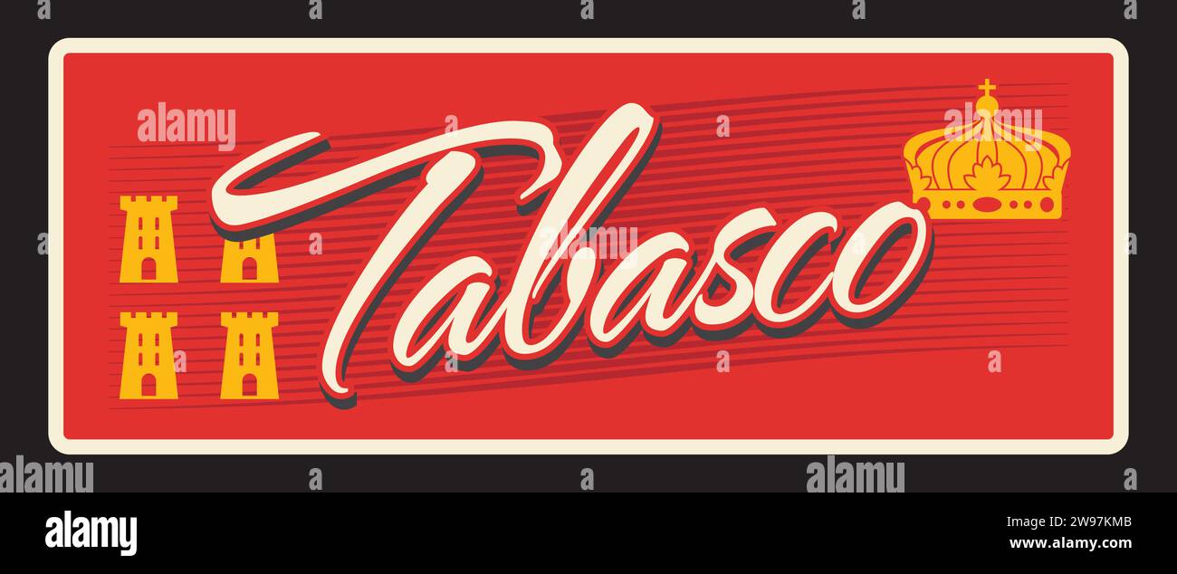 Tabasco estrado or state of Mexican country. Vector travel plate ...