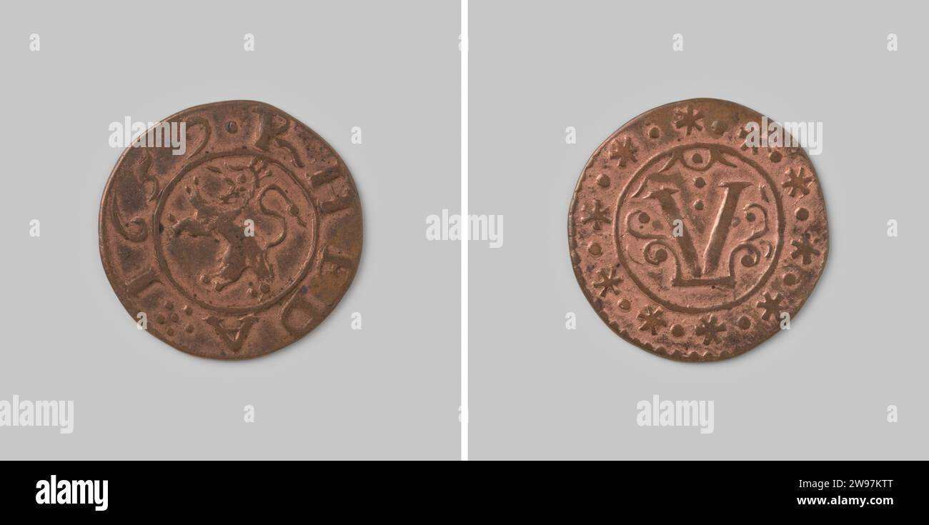 5 Pfennig shipped, 1659, 1659 coin Copper mint. Front: Climbing lion to ...