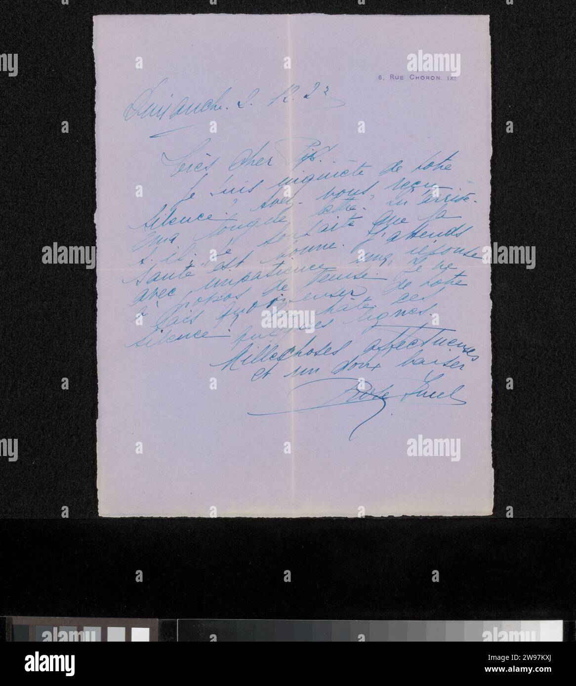 Letter to Philip Zilcken, 1923 letter Paris paper. ink writing ...