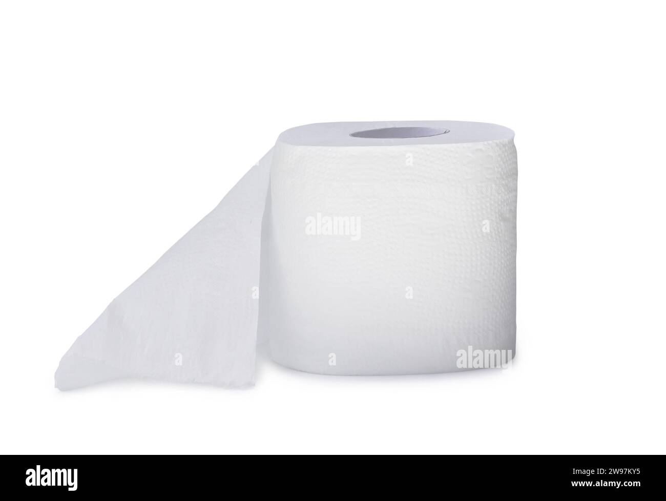 Single roll of white tissue paper or napkin is isolated on white ...