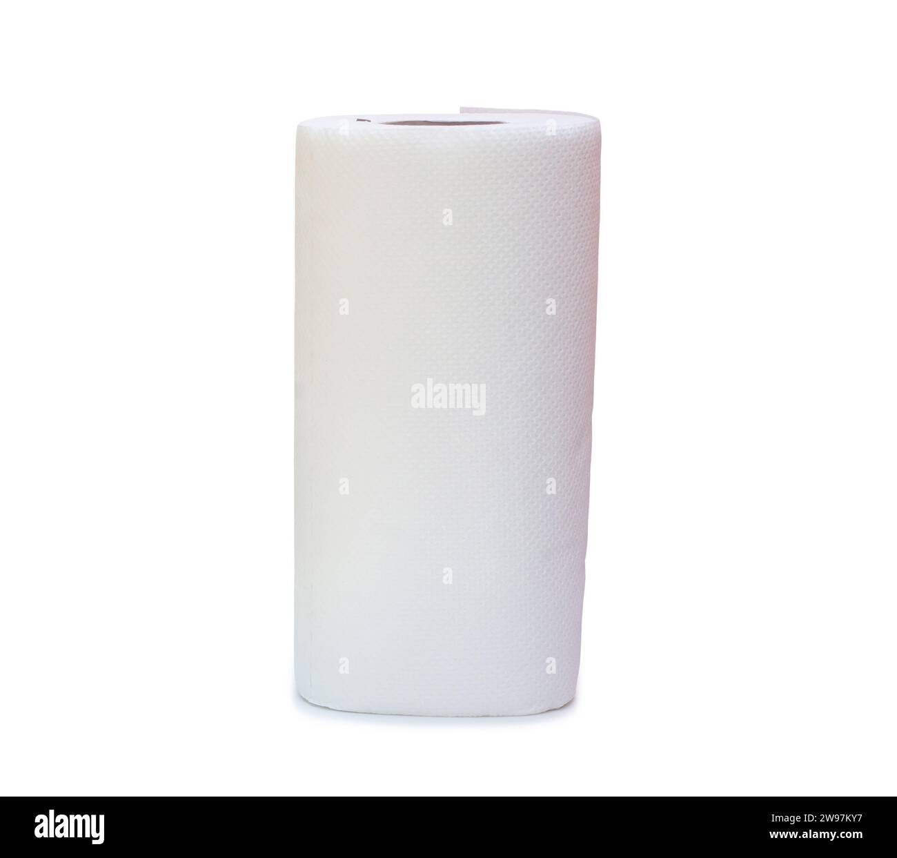 Single tall roll of white tissue paper or napkin for use in toilet or ...