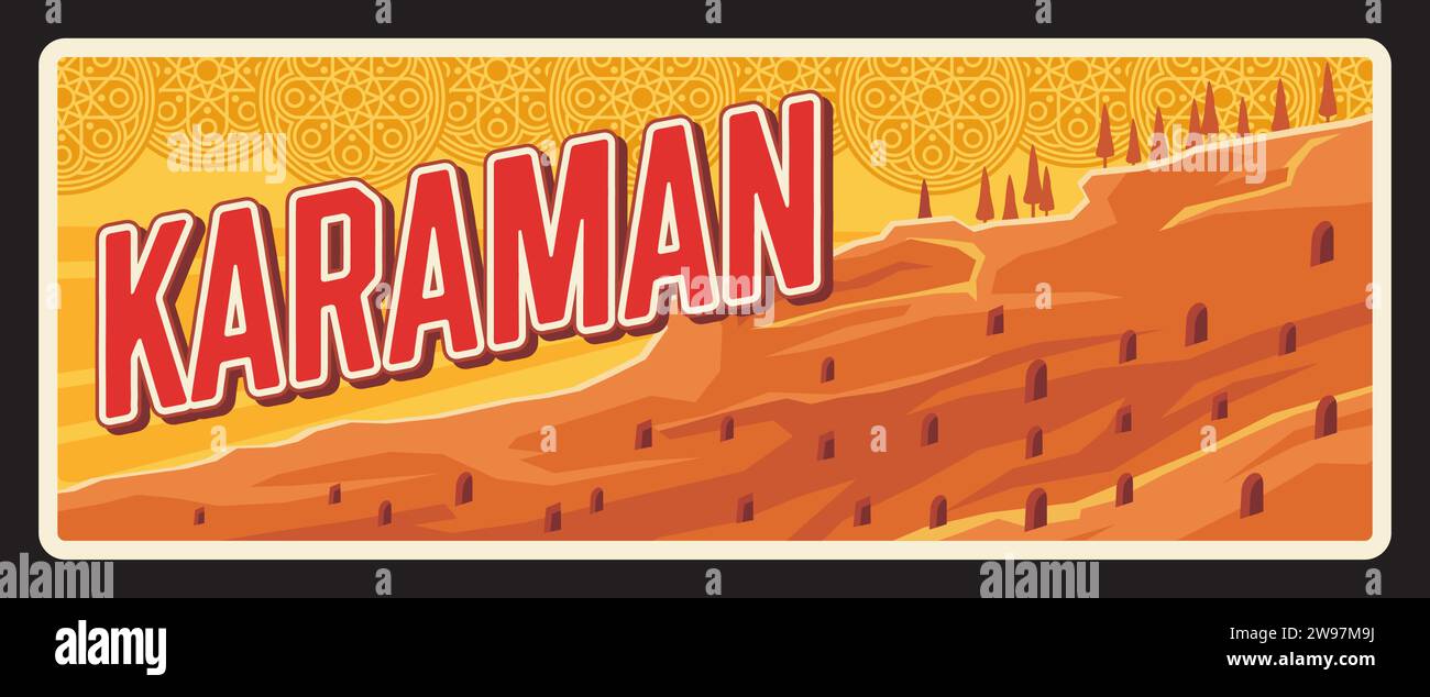 Karaman Turkey province turkish retro travel plate, vintage plaque ...